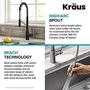 Kraus KPF-2631MB Oletto Commercial Style Pull-Down Single Handle Kitchen Faucet with QuickDock Top Mount Installation Assembly, Matte Black