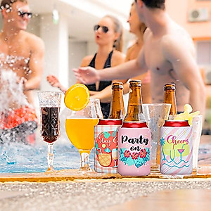 16 Pcs Beer Can Sleeves Neoprene Can Cooler Sleeves Funny Can Cover Insulated Beach Themed Beer Sleeve for Beverages Soda Bottles Summer Party Favors