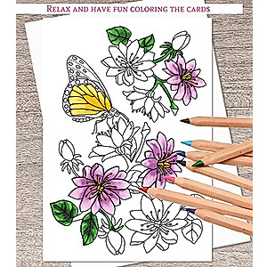 Art Eclect Coloring All Occasion Cards for Adults, Happy Birthday, Thank You and Sympathy, 20 Cards With Unique Flower Designs, 10 Fuchsia and 10 White Envelopes (Flowers B20/PinkWhite)