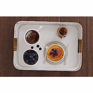 White Coffee Table Tray - 16.5"x12" - White Ottoman Tray for Living Room - White Trays for Coffee Table - White Tray with Handles - Farmhouse Tray for Coffee Table - Decorative Trays for Coffee Table