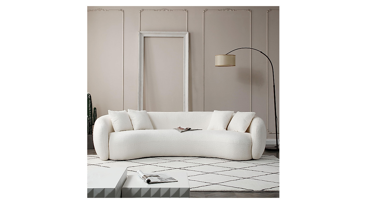 BAMOOLI 101'' Curved Sofa - Modern Half Moon Couch, Luxury 5-Seat