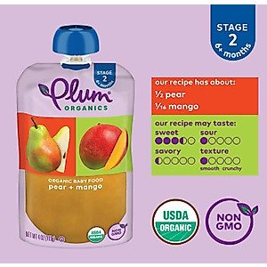 Plum Organics | Stage 2 | Organic Baby Food Meals [6+ Months] | Fruit & Veggie Variety Pack | 3.5 Ounce Pouch (Pack Of 18)