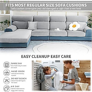 KEUNGSHEK Velvet Sofa Slipcover,Suitable for Multi-Seater Sofas,Sofa Backrest Cover,Sofa Seat Cushion Cover,L-Shaped Sofa Cover,Anti-Slip High Elasticity,L Shape Seat Cover,Stone Blue