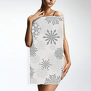 Christmas Hand Towels Gray Silver Snowflakes Bathroom Towel Highly Absorbent Soft Small Bath Towel Decorative Guest Breathable Fingertip Towel for Face Gym Spa 30 X 15 Inch