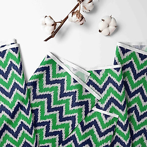 Bacati - 2 Pack Crib Fitted Sheets - Mix and Match Ikat Zigzag Chevron Soft Breathable 100% Cotton Percale Baby Sheets - Fits Standard 28 x 52 X 5 inches Crib & Toddler Mattresses(Navy Green)