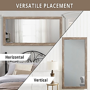 Naomi Home Farmhouse Full-Length Mirror with Wood Frame – Rustic 66"x32" Large Floor Mirror, Elegant Full Body Standing or Wall Mirror, Rustic Wood Mirror Full Length for Bedroom, Warm Grey Finish