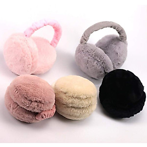 GEOOT Winter Cute Creative Burger Earmuffs Fluffy Headband Faux Fur Outdoor Earmuffs (Pink)
