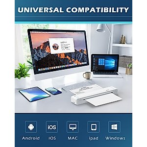 HPRT Portable Printer Wireless for Travel, Thermal Inkless Bluetooth Printer with Case, Support 8.5" X 11" US Letter, Compatible with iPhone Android MacBook Windows Laptops (Upgraded MT866)