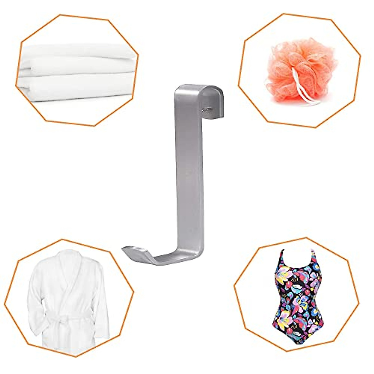 YES Time Shower Glass Door Hooks , 2 Piece Over The Door Hooks for Bathroom Frameless Glass Shower Door, Towel Hanger,Length 10cm/3.93" (Hook Inner Diameter of 9mm/0.35")