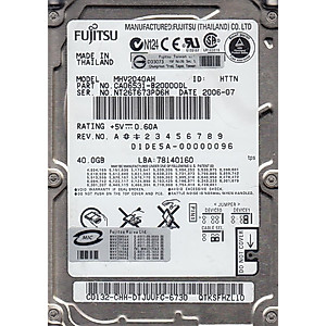 MHV2040AH, PN CA06531-B20000DL, Fujitsu 40GB IDE 2.5 Hard Drive