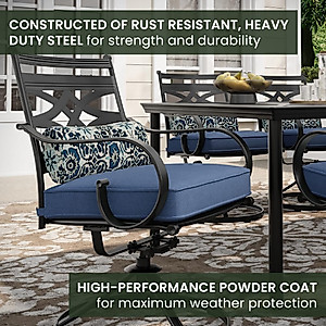 Hanover Montclair 9-Piece Outdoor Dining Set, 8 Swivel Rocker Chairs with Comfortable Seat and Lumbar Cushions, 84"x42" Stamped Rectangle Table, All-Weather Patio Dining Set for 8 for Backyard, Patio