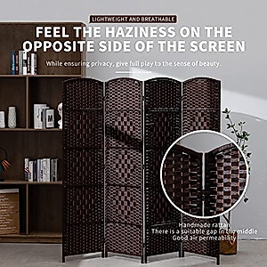 Divider Room Panel, 4 Panel 6 Ft Folding Privacy Screens, Freestanding Hinged Room Dividers (Brown)