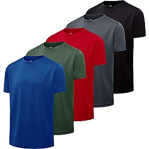 Real Essentials 5 Pack: Boys Mesh Short Sleeve Shirts Crew Neck Tshirt Tops Tees Youth Teen Active Wear Athletic Quick Dry Basketball Gym Sport Undershirt Soccer Top -Set 11,XL 16-18