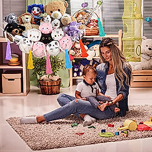 HONGTEYA Stuffed Animal Net or Hammock Large Plush Toy Net Hammock Holder for Corner Stuffed Animal Storage Ideas Hanging Plushie Toy Organizers Net with Boho Macrame Tassels 57inch