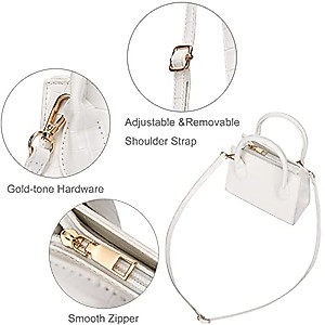 CATMICOO Crocodile Mini Purses for Women, Mini Handbag with Removable Shoulder Strap (White Crocodile Pattern)