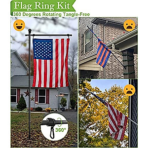 Koutemie 10FT Garden Flag Pole Stand with 5 Prong Base for 3x5 American flags, Adjustable Heavy Duty Outdoor Flagpole Holder Kit for Yard Decoration, 1 Pack