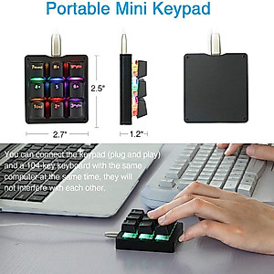 Macro Keypad 9 Keys Mechanical Keyboard Mini One Handed RGB Backlit Portable Programmable Single-Handed Gaming Keypad for OSU Electric Contest Game PC Laptop MAC Win Geeker Outemu