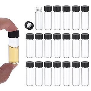 PATIKIL 4ml Clear Glass Vials, 20 Pack Sample Vials with Screw Cap Reagent Media Bottle Leak-Proof Liquid Sample Glass Vial for Lab Laboratory