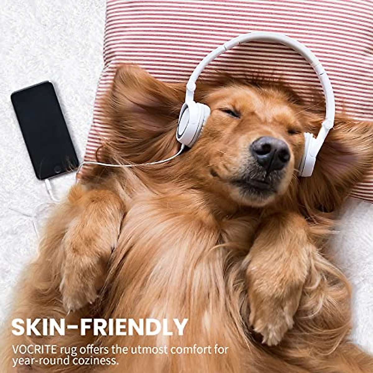 Vocrite 6x9 Large Fluffy Rug for Bedroom, White Shag Shaggy Area Rug, Non-Skid Fuzzy Faux Fur Rug for Living Room Playroom Nursery Classroom Kids Room, Soft Carpet for Home Room Decor