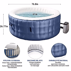 #WEJOY Inflatable Hot Tub 76 x 76 x 27 in Air Jet Spa 5 Person Outdoor Round Heated Hot Tub Spa with 120 Bubble Jets