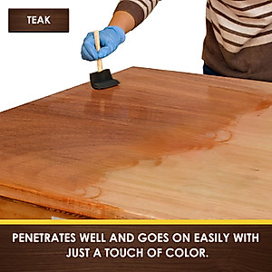 DWIL Water Based Wood Stain - Multiple Finishes, Fast Drying, Indoor and Outdoor Furniture, Wood Paneling, Cabinets and More, Low Odor ＆ Non-Toxic (8.5oz Teak)