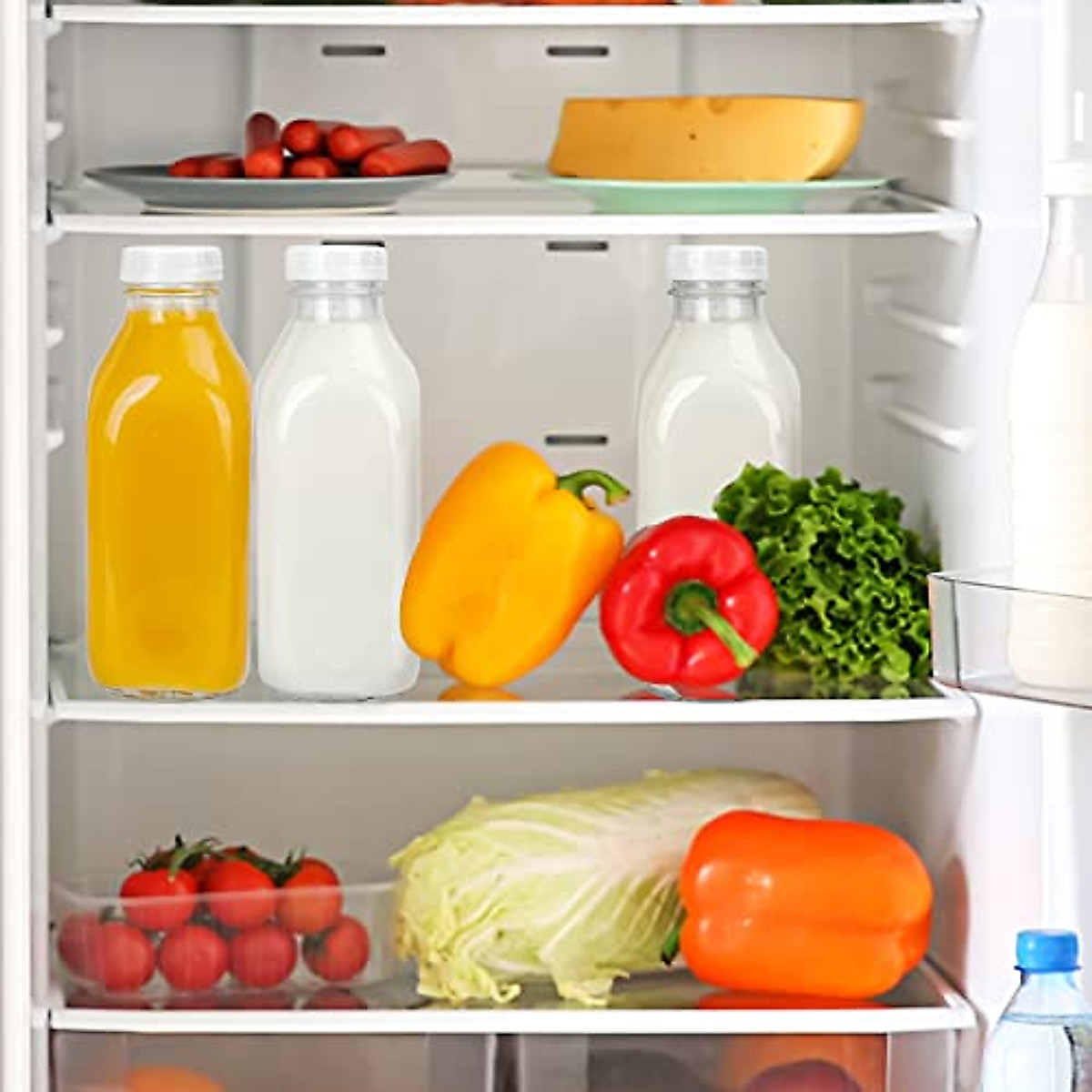 Moretoes 5pcs 32oz Glass Milk Bottles with Lids Glass Juice Bottles Reusable Clear Containers for Milk Juice Milkshake Honey Jam