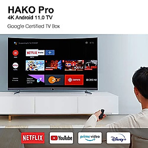 Google Certified Android 11.0 TV Box 4GB RAM 64GB ROM, Netflix 4K, Prime Video 4K, YouTube 4K, Disney+ 4K, 2.4G/5G WiFi, BT5.0, IR Remote Control, Media Player, Chromecast