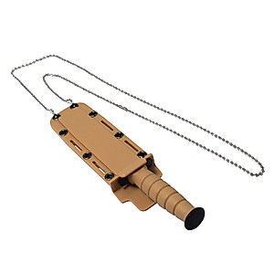 ASR Tactical Serrated Fixed Blade Outdoor Camping Wearable Neck Knife With Sheath, 6", Tan