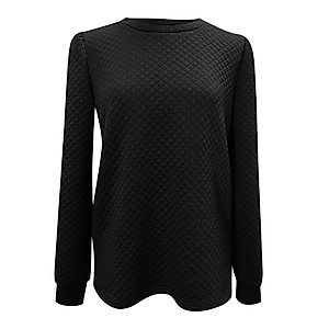 Sudadera Mujer Otoño/Invierno Soild Color Sweatshirts for Women 2023 Baggy Round Neck Pullover Tops Long Sleeve Mature Swing Blouse Top for Legging Black