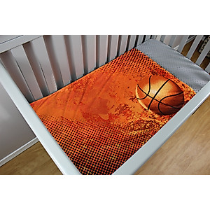 Dear Baby Gear Deluxe Baby Blankets, Custom Minky Print Basketball, 38 Inches by 29 Inches