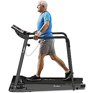 Redliro Walking Treadmill with Long Handraill for Balance, Recovery Fitness Exercise Machine Foldable for Home use with Holder for Phone & Cup,LCD Display, 300 lbs Capacity