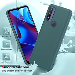 LeYi for Moto G Pure Case, Phone Case Moto G Pure with [2 Pack] Tempered Glass Screen Protector & Camera Lens Protector, Liquid Silicone Slim Silky-Soft Protective Case for Moto G Pure, Green
