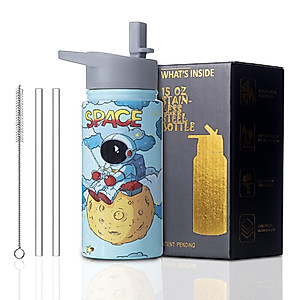 Weboia Astronaut water bottle kids For School Insulated Mug Birthday Gifts For Girls Stainless Steel space Water Bottles with straw christmas gifts for Boys 15 oz