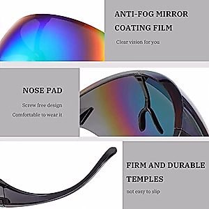 GAWYOEX Full Face Sunglasses,Oversized Polarized Tinted Face Shield,Mirrored Face Shield Anti-fog for Outdoor, Futuristic Cycling Beach for Men & Women(C)