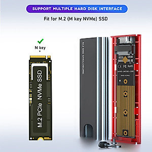 M.2 SSD Enclosure, M.2 NVME SSD Enclosure High Speed Ultrathin Aluminum Alloy Enclosure UASP 10Gbps for 2260 SSD
