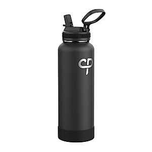 Takeya 40 oz CP Signature Pickleball Stainless Steel Insulated Water Bottle with Choice of Lid, Ace Black