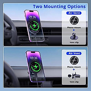 Magnetic Wireless Car Charger Mount Compatible with Magsafe iPhone14 /iPhone 13/ iPhone 12/12 Mini/12 Pro/12 Pro Max, 15W Fast Charging Air Vent Magnet Accessories Car Phone Holder