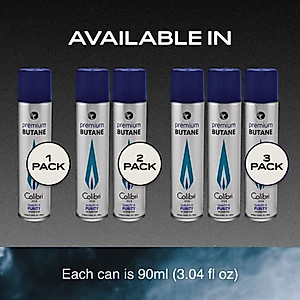 Colibri Premium Butane Fuel Refill for Lighters, Butane Torch Replacement Canisters, 99.999% Pure Butane Refill Fluid for Lighters, 90ml (3.04fl oz) Cans, Pack of 12