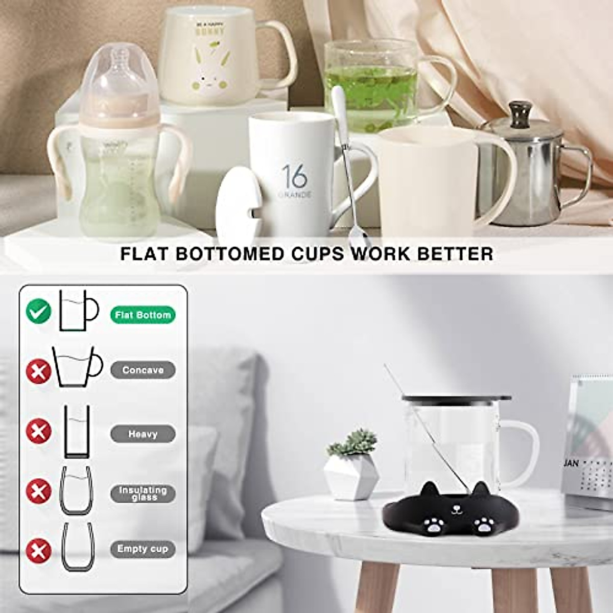 DUHEL Coffee Mug Warmer, Coffee Warmer for Desk with 3 Temp Settings, Cup Warmer for Desk Auto Shut Off, Cute Mug Warmer for Desk(Black)