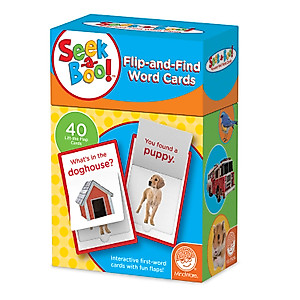 MindWare Seek-A-Boo Flip-and-Find Word Cards – Early Learning Resources for Toddlers & preschoolers – Great for Home or daycares – 40 flashcards & Parent Guide– Ages 3 Months+