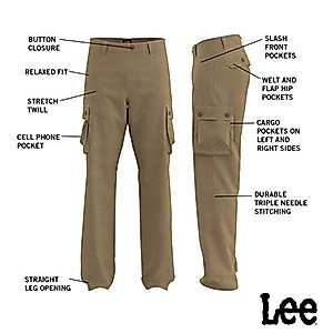 Lee Men's Wyoming Relaxed Fit Cargo Pant, Sagebrush, 36W x 32L
