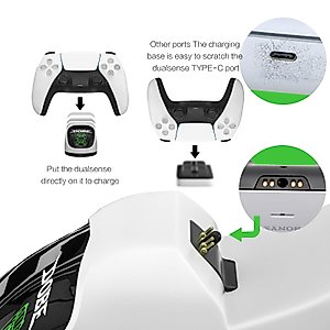 ECHZOVE PS5 Controller Charging Station, PS5 Controller Charger with Power Adapter, Playstation 5 Charger Station with LED Indicator