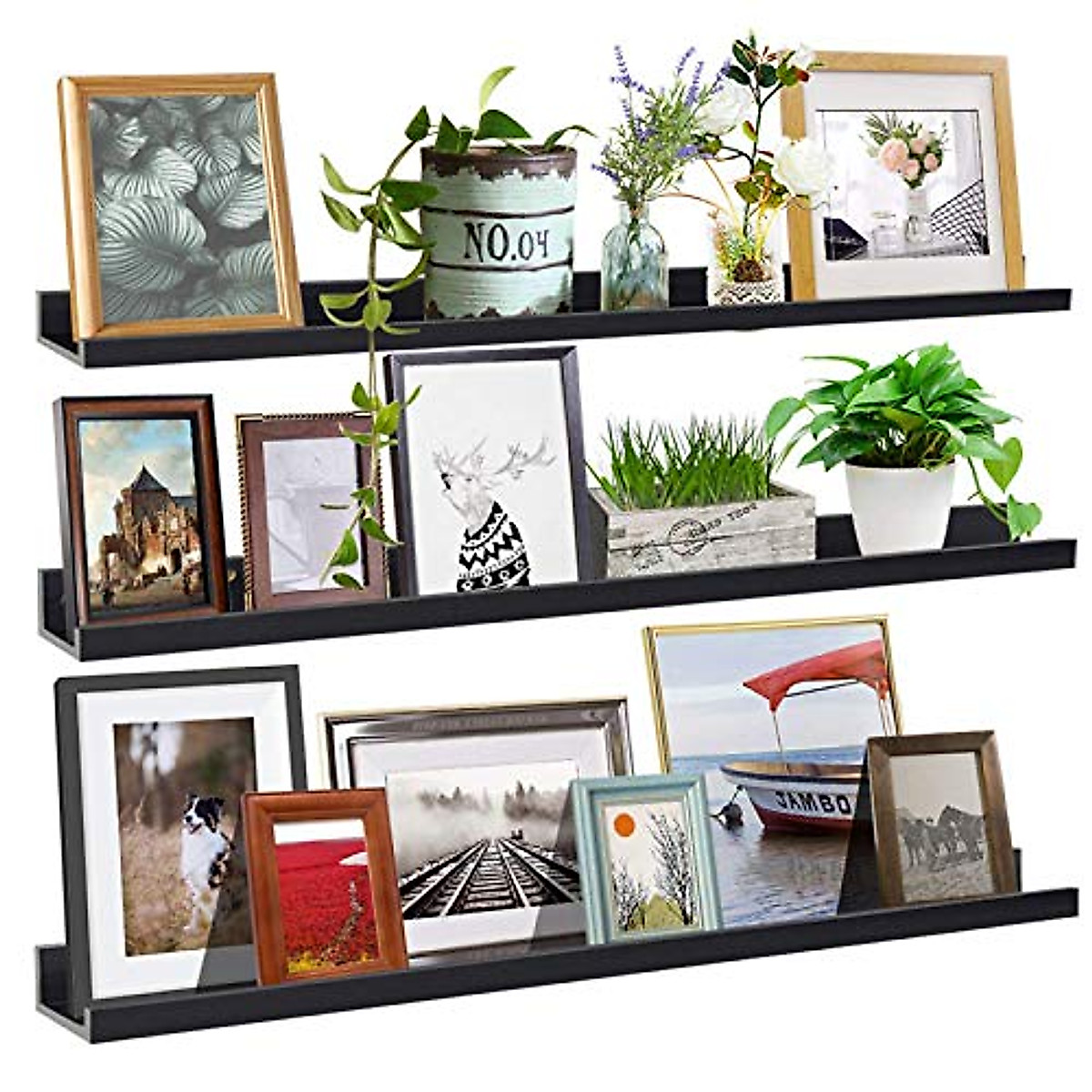 3 Pack 24 inch and 3 Pack 47 inch Photo Picture Ledge Shelf for Office, Living Room, Bedroom