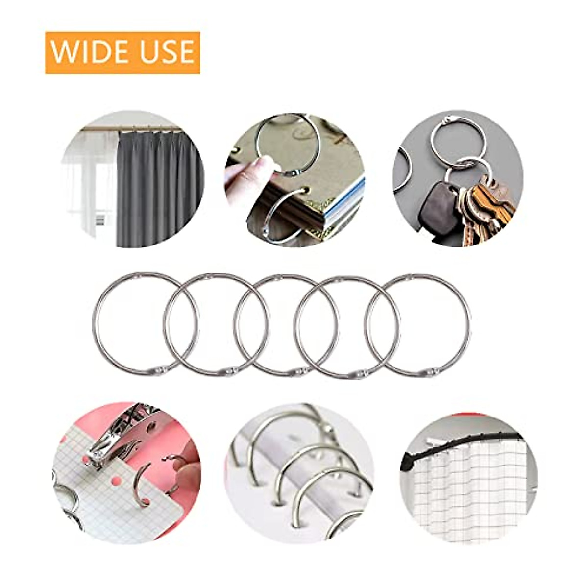 30Pcs Shower Curtain Rings Rustproof Metal Round Shower Ring Hooks for Bathroom Decorative Shower Curtain Rings for Shower Rods Curtains YUSZOOM (Silver)