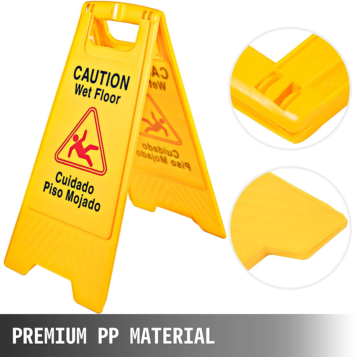 BestEquip 12 Pack Caution Wet Floor Sign 25-Inch Yellow Wet Floor Sign Double Sided Wet Floor Cones Fold-Out Bilingual Plastic Board for Indoors and Outdoors