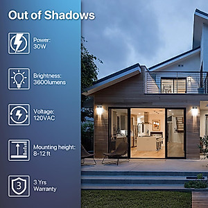 HYPERLITE LED Wall Pack 30W: 2Pack 3600lm 5000K Wall Pack LED Exterior Light, LED Wall Pack Light with Dusk to Dawn Photocell for House, Garage, Door, Yard, Porch, Home, Patio, Deck