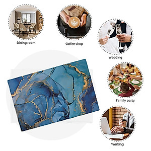 Blue Gold Marble Faux Leather Placemats Set of 4 Washable Non-Slip Heat Resistant 12×18 Inchdecorative Linen Fabric Table Vintage Mat for Party Kitchen Dining
