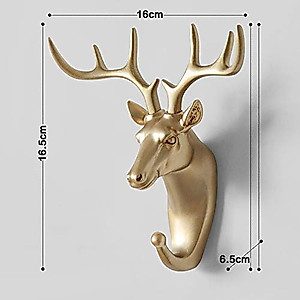 Animal Head Key Hooks Decorative for Wall Creative Resin Hook Hanger (Pack 6) Animal Shaped Coat Hat Hook Wall Hanging Wall Hook Decorative Gift (Gold)