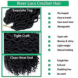 4 Packs Faux Locs Crochet Hair 36 Inches locs Super Long New Soft Locs Crochet Braids Pre-looped Curly Wavy Goddess Locs Braiding Hair for Women Synthetic Hair Extensions （18 strands/pc，#1B）