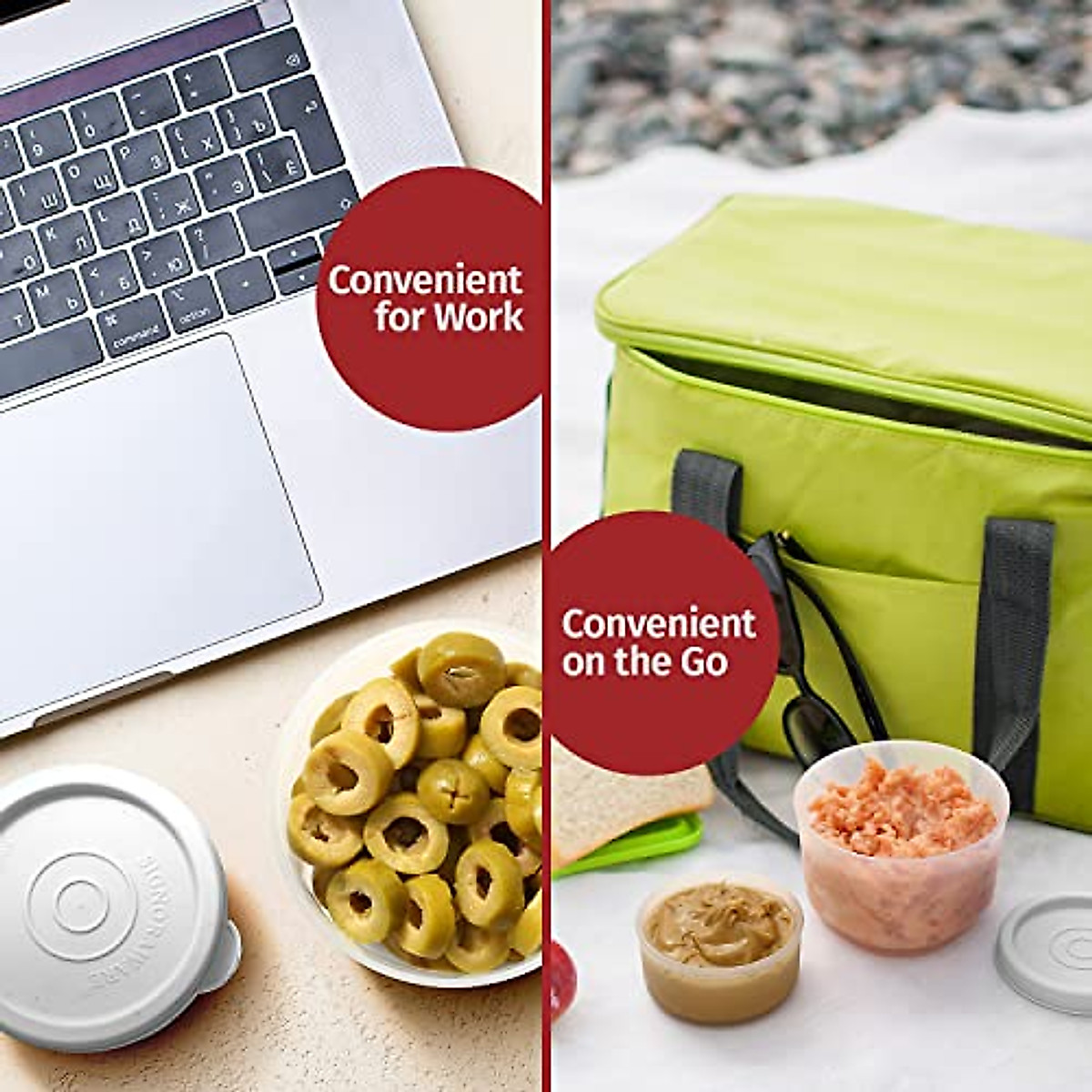 Condiment Cups Containers with Lids- 8 pk. 1.3 oz.Salad Dressing Container to go Small Food Storage Containers with Lids- Sauce Cups Leak proof Reusable Plastic BPA free for Lunch Box Picnic Travel